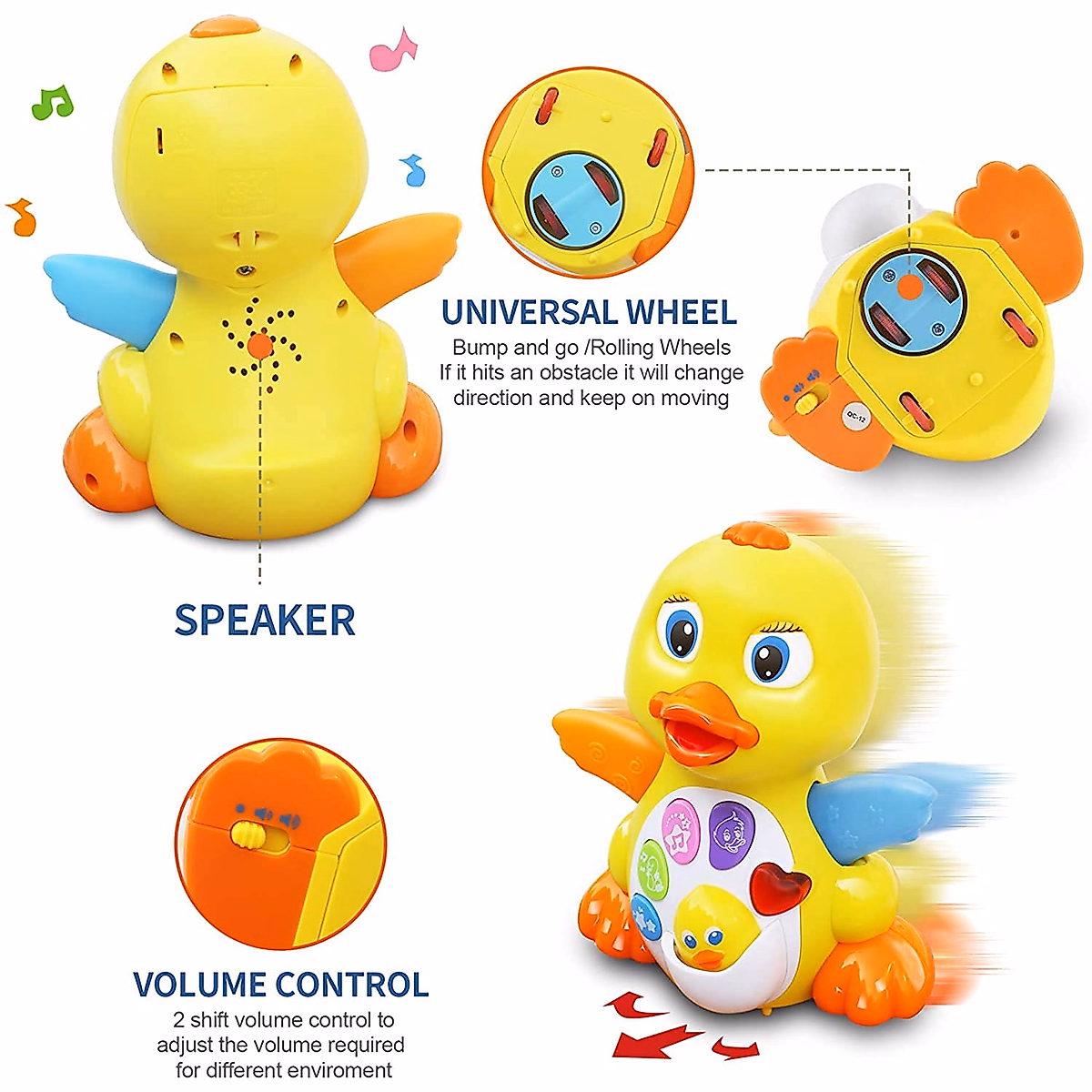 MOONTOY Crawling Duck Baby Toys Infant Tummy Time Toy 3 4 5 6 7 8 9 10 11 12 Month with Lights & Music Toddler Light Up Walking Dancing Learning Developmental Gift 0-6 6-12 Month 1 2 Year Old Boy Girl