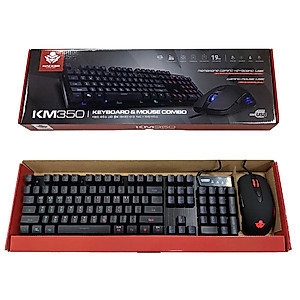 ABKO KM350 Desktop Keyboard & Mouse Gaming Combo Rainbow LED, 19 Key Anti-Ghosting, Max 3200 DPI English/Korean Type