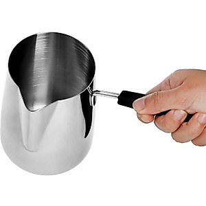 Turkish Coffee Pot, Butter Warmer Mini Stainless Steel Coffee Heating Melting Pot 1000ml with Spout for Home Cafe