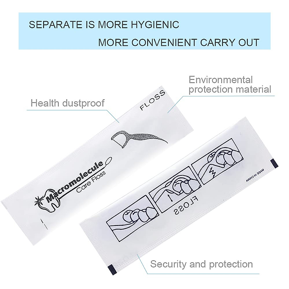 Individually Packaged Dental Floss,Floss Singles Bag,Dental Picks Disposable,Travel Dental Floss,Dental Floss, Floss Sticks,Easy to Carry Dental Flossers(100 Count)