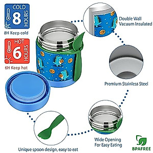 Bento Lunch Box Set for Kids with 10oz Soup Thermo, Leak-Proof Lunch Containers with 4 Compartment, Kids Thermo Hot Food Jar and Insulated Lunch Bag for Kids to School,BPA-Free(Basketball)