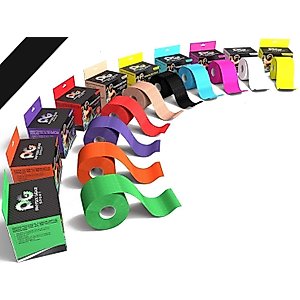 Physix Gear Kinesiology Tape Pro - Waterproof Physio Sports Tape for Pain & Injuries, Pregnancy, Muscle, Knee, Joint Support, Swelling, Strain Relief, Enhanced Blood Circulation (Black, 1 Roll)