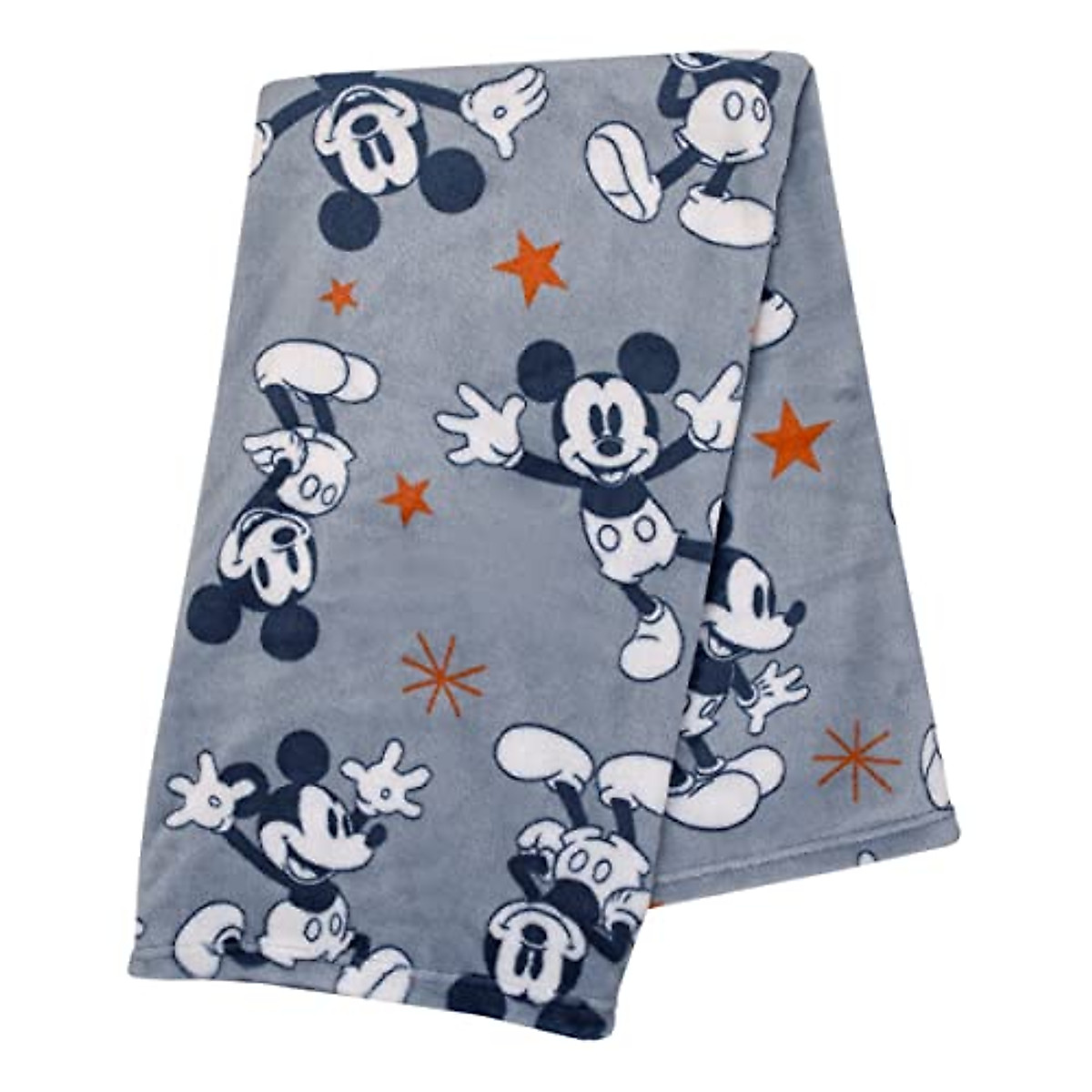 Disney Mickey Mouse Gray, Navy, White and Red Stars Super Soft Baby Blanket