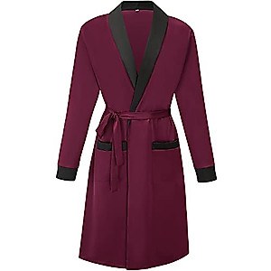 EBYTOP Hugh Hefner Costume,Playboy Red Robe Silk Outfit Hue Hefner Captain Hat Halloween Bunny Women Accessories Men,M-L