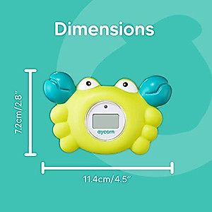 Aycorn Digital Baby Bath Thermometer Baby Safety - Fahrenheit Water Temperature Thermometer & Room Thermometer with LED Display and Temperature Warning - Infant Baby Bath Toys Floating Toy Thermometer