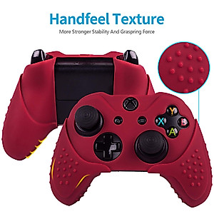 Cybcamo Silicone Skin Cover Grip Set for Xbox One X & One S Controller, Anti-slip Protector Case for Microsoft Xbox 1 Controller with 8 Thumbstick Caps (Red)