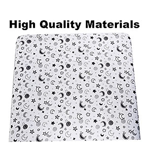FIGEPO 4 Pack Star and Moon Neutral Unisex Fitted Baby Crib Sheets Set for Baby Boys or Girls (White)