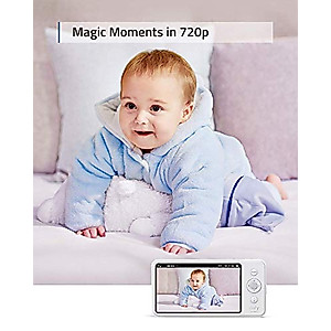 eufy Baby, SpaceView Pro 720p Video Baby Monitor with 5’’ Screen, Two-Way Audio, Pan & Tilt, Night Vision, Lullaby Player, Ideal for New Parents, Wide Angle Lens Not Included（Renewed）