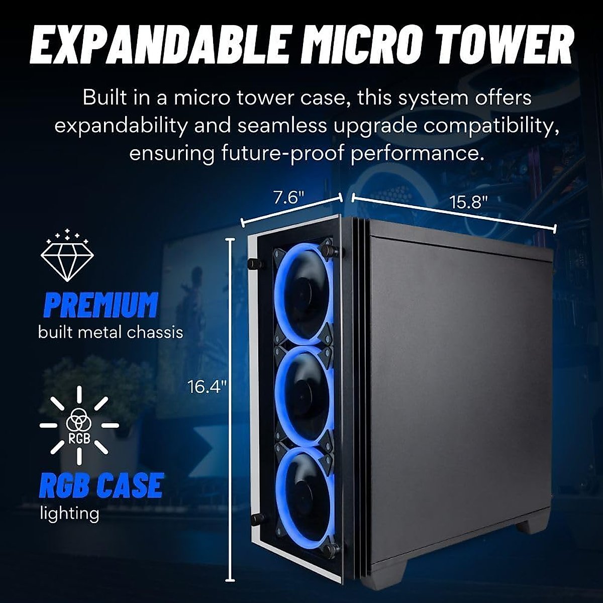 Empowered PC Stratos Micro Gaming Desktop - NVIDIA GeForce RTX 4070, Intel 12 Core i7-12700KF Processor, 32GB DDR5 RAM, 512GB NVMe SSD + 2TB HDD, WiFi, Windows 11 Home - RGB Gamer Computer