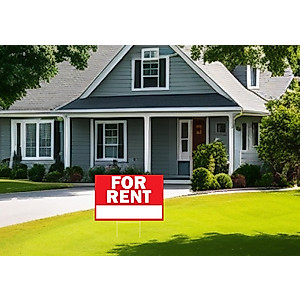 Double Sided Plastic Home for Rent sign - Set of 3 Pieces 12x8 Inch - Yard Sign with Tall Stands for Rentals Home Car Apartment Stores Business - Lawn Signs with Stakes and Garage Sale Sign