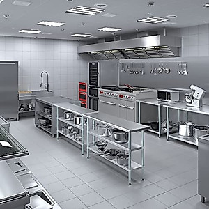 60" Long X 18" Deep Stainless Steel Work Table with 2 Shelves | Metal Food Prep Station | Commercial & Residential NSF Utility Table