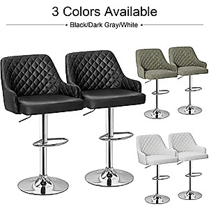 VECELO Adjustable Bar Stools with Back, Bar Height Stools for Kitchen Counter, Bar Stools Set of 2, Black