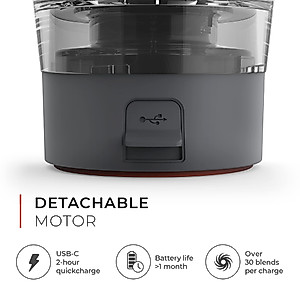 Promixx Pro Shaker Bottle | Rechargeable, Powerful for Smooth Protein Shakes | includes Supplement Storage - BPA Free | 20oz Cup (Cool Gray)