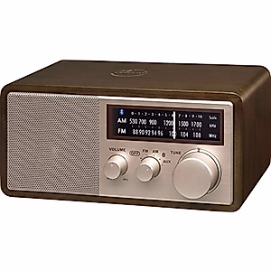 Sangean WR-16SE AM/FM/Bluetooth/Aux-in/USB Phone Charging 45th Anniversary Special Edition Wooden Cabinet Radio (Dark Walnut with Rose Gold)
