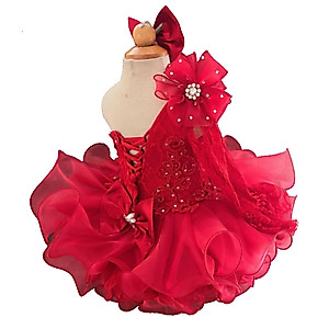 Jenniferwu G086 Infant Toddler Baby Newborn Little Girl's Pageant Party Birthday Dress RED Size 3T