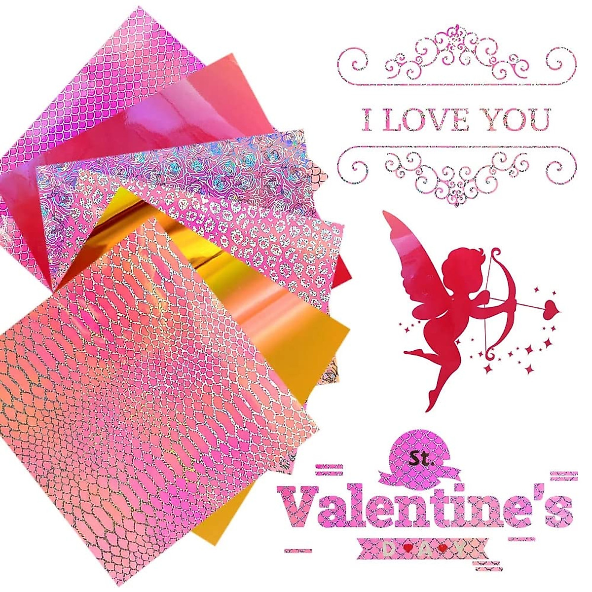 Primst Self Adhesive Holographic Permanent Vinyl Roll,12" X 10", 6 Vinyl Sheets Craft Vinyl for Cricut,Decal,Signs,Stickers