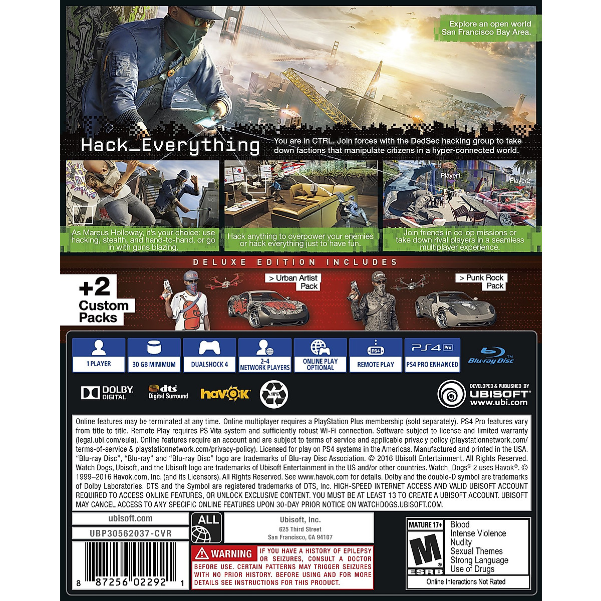 Watch Dogs 2: Deluxe Edition (Includes Extra Content) - PlayStation 4