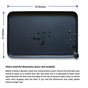 Hoki Found Silicone Pet Food Mats Tray - Non Slip Pet Dog Cat Bowl Mats Placemat - Dog Pet Cat Feeding Mat - Waterproof Dog Cat Food Mats -Pet Water Mats for Floors -Black