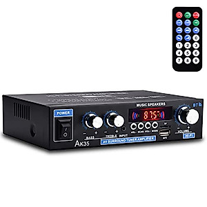 Daakro Stereo Audio Amplifier Receiver, 200W Home Dual Channel Bluetooth 5.0 Sound Speaker AMP, Home Amplifiers FM Radio, USB, SD Card, with Remote Control Home Theater Audio Stereo System Components