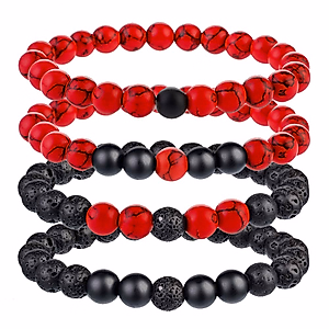 MJartoria BFF Bracelets for 2- Beaded Matching Bracelets Adjustable Strand Best Friends Bracelet Handmade Natural Stone Friendship Bracelets Jewelry Gifts for Women Couples