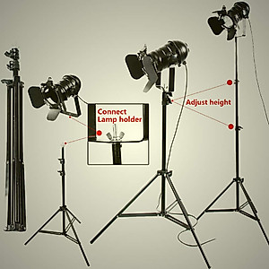 XIHOME Vintage Industrial Black Retro Tripod Adjustable Floor lamp Parking Light, 5 Meter Cable with Foot Switch Parking Light Tripod gooseneck for Living Room Bedroom Office bar Lighting (Pack of 2)