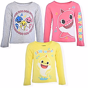 Nickelodeon Baby Shark Girls Long Sleeve Shirt for Toddler and Big Kids