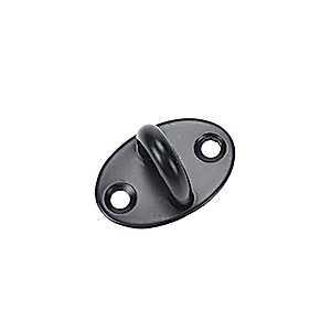 UTALIND 4 Pcs Stainless Steel Ceiling Hooks Black Pad Eye Plate U Hooks Heavy Duty Wall Mount Ring Hooks Staple Hook Loop with Screws(Oval)