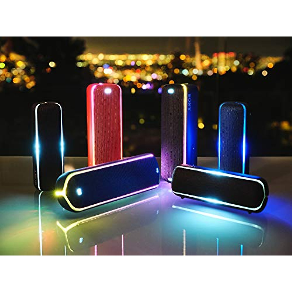 Sony SRS-XB32 Portable Bluetooth Speaker: Compact Wireless Party Speaker with Multicolor Lights and Flashing Strobe - Loud Audio for Phone Calls -Waterproof and Shockproof Bluetooth Speakers - Grey