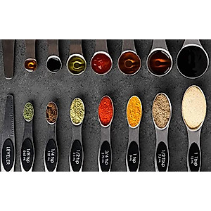 Magnetic Measuring Spoons Set of 7 Stainless Steel Dual Sided Teaspoon Tablespoon for Measuring Dry and Liquid Ingredients