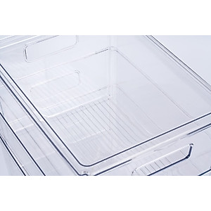 Ezee space XL Clear Plastic Storage Bins with Lids - 3 Pack- Acrylic Storage Containers for Home, Kitchen, Pantry & Closet, Extra Large Freezer and Pantry Lucite bins for organizing - 12X12X7