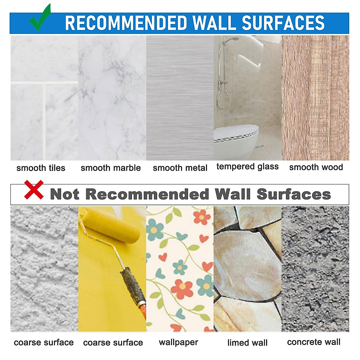 Aster 8 Pack Adhesive for Shower Caddy Adhesive Replacement, Clear Strong Shower Adhesive Strips, No Drilling Waterproof Wall Hooks for Corner Shower Caddy, Bathroom Storage Shelves and Kitchen Racks