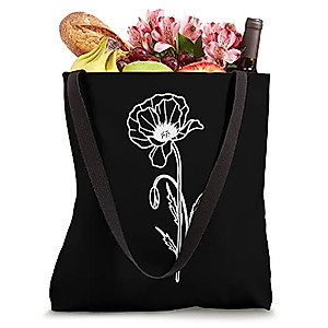 Poppy August Birth Flower Line Art Minimalist Personalized Tote Bag