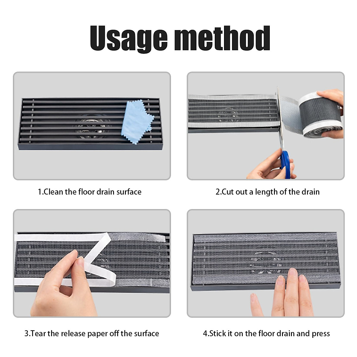 Disposable Drain Hair Catcher 10m*7cm and 5m*7cm Cutable Self-Adhesive Shower with 2 Scrapers Drain Stickers for Shower Hair Catcher for Bathroom Bathtub Kitchen Screen Window.