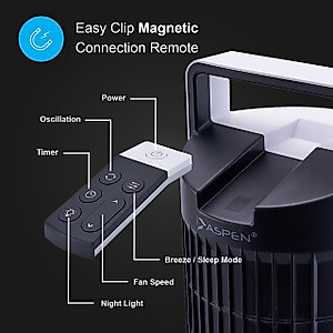 Aspen 40" Washable Tower Fan with Oscillating Tower Fan - Easy Wash Design, 3 Color Nightlight, 4 Speeds, 4 Timers, Magnetic RF Remote - Cooling Fans for Bedroom, Home Office, and Living Room