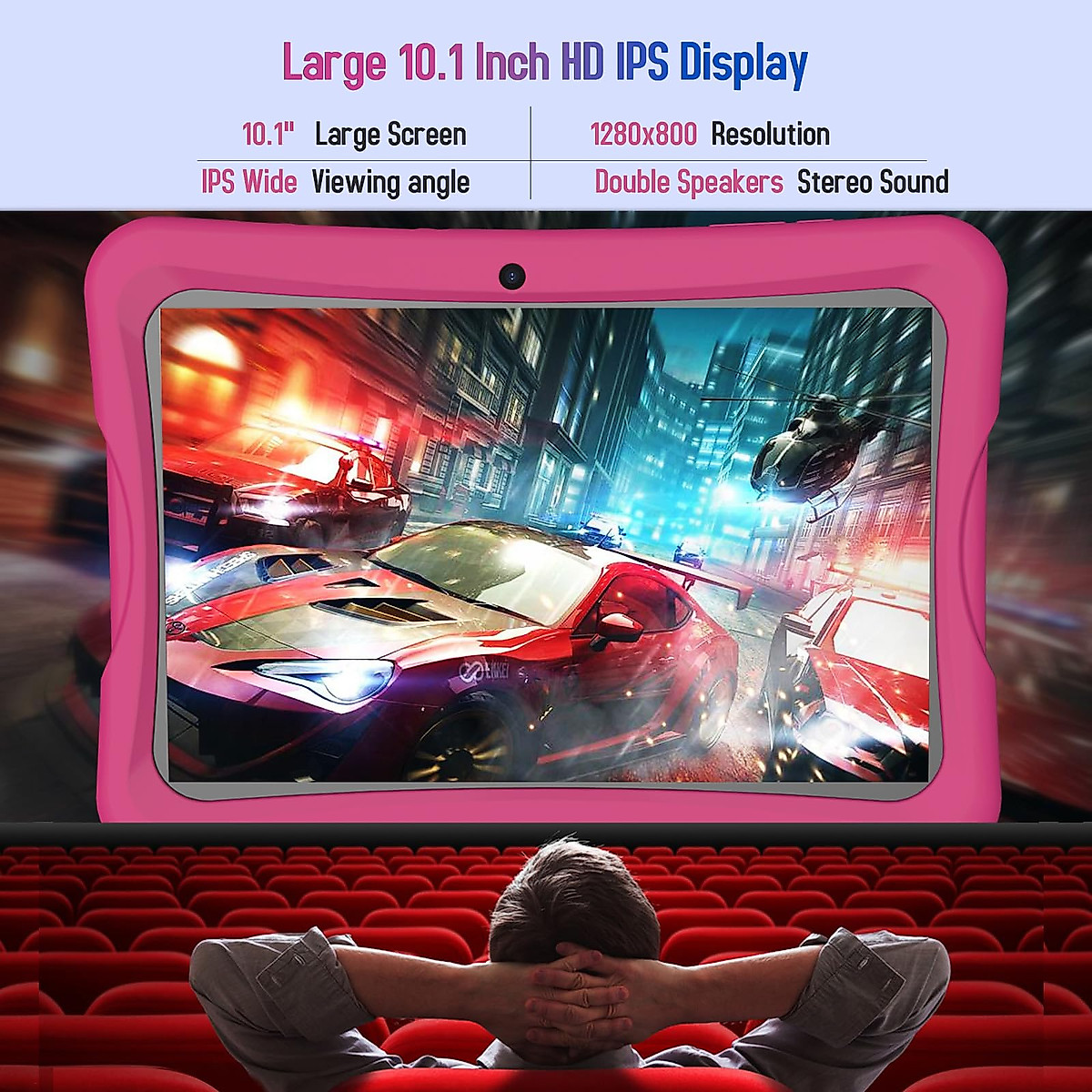 10" Kids Tablet Android 13.0, 4GB RAM+64GB ROM, Learning Tablets for Toddler Children Teen, WiFi-6, 2Ghz CPU, 2.4G/5G, Dual Camera, 10.1'' IPS HD Screen, Family Link, 8000mAh Battery, 2-Year Warranty