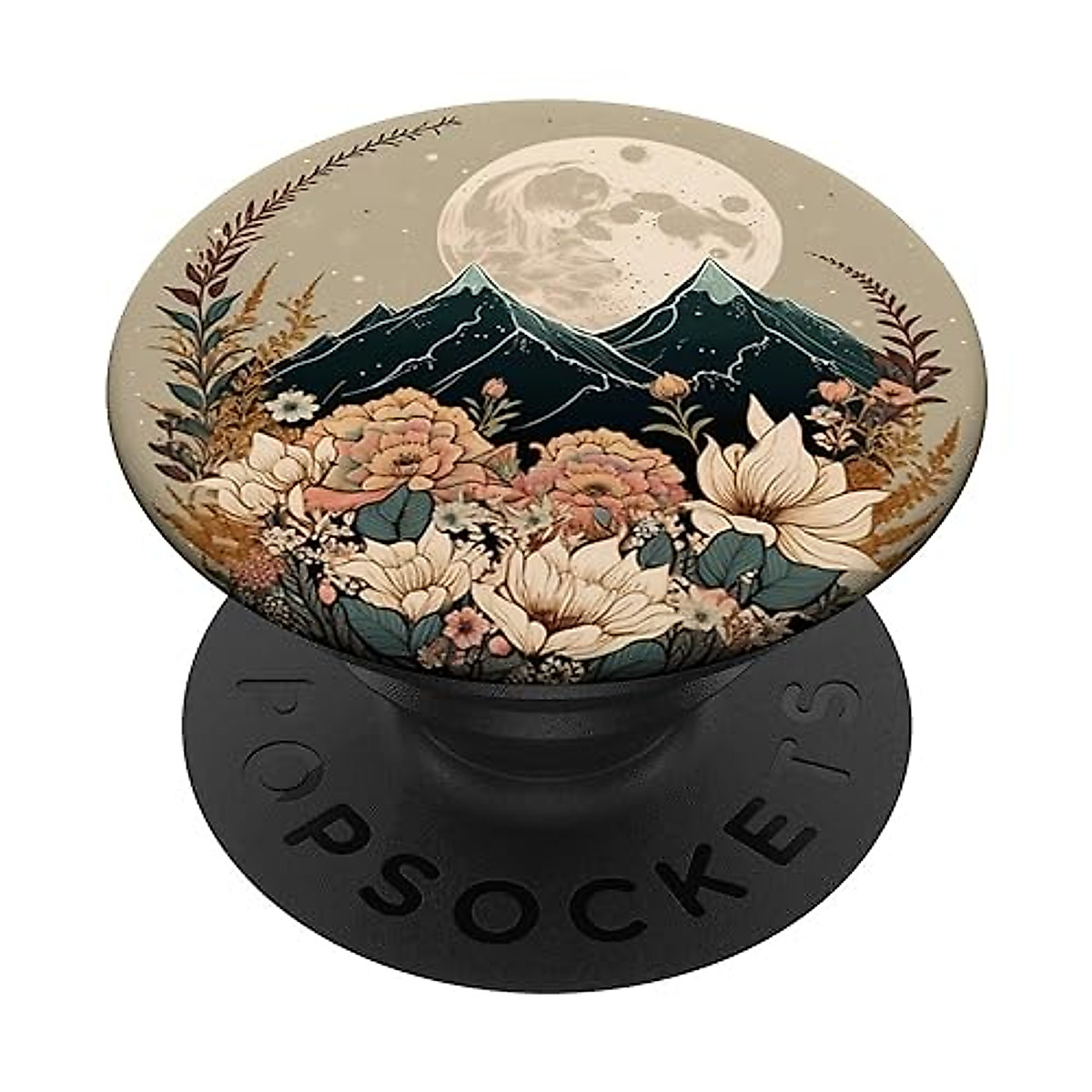 Boho Mountain Moon Phases Floral Aesthetic Chic PopSockets Standard PopGrip