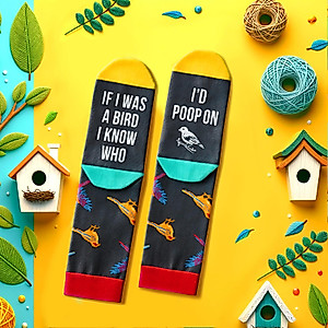 HAPPYPOP Funny Socks for Men Teens - Bird Gifts for Women, Birder Gifts Bird Socks Bird Stocking