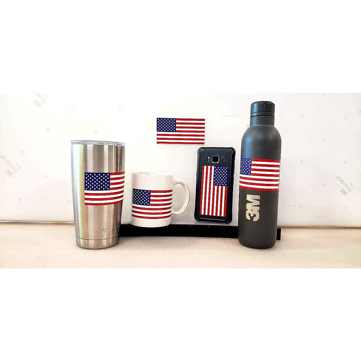 Decals by Haley 10 Pack American Flag Stickers - Made of 3M Vinyl - USA Patriotic Stickers - Bubble-Free Adhesive - Dishwasher Safe