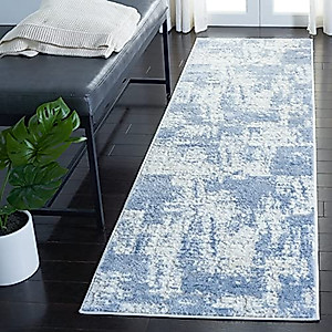 SAFAVIEH Amelia Collection 6' x 9' Navy / Light Grey ALA786N Modern Abstract Distressed Non-Shedding Living Room Bedroom Dining Home Office Area Rug