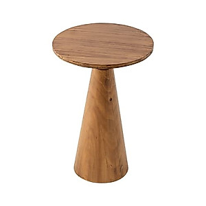 COZAYY Small Pedestal End Table Round Farmhouse Martini Table Wood Plant Stand Rustic Drink Table for Small Space Living Room, Walnut