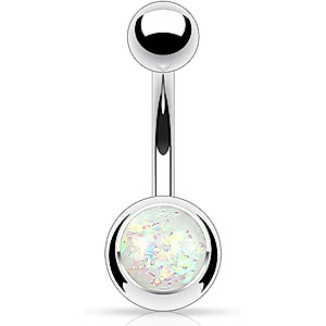 FIFTH CUE 14G Opal Glitter Set 316L Surgical Steel Belly Button Rings