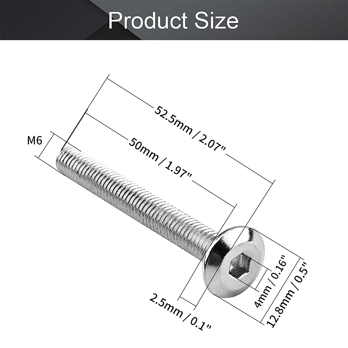 MroMax 8Pcs M6 x 50mm Flat Head Hex Socket Cap Screws Bolts, Nickel Plated Carbon Steel Fully Threaded Furniture Screws for Assemble Cabinets, Baby Beds, Tables and Chairs