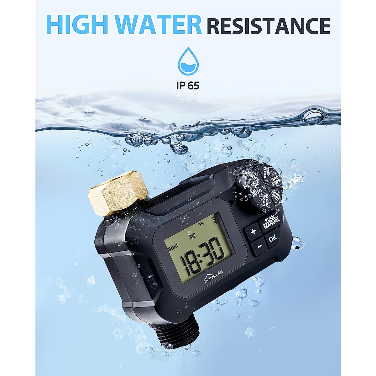 HOMENOTE Sprinkler Timer, Water Timer for Garden Hose, Programmable Hose Timer for Lawn Watering System Automatic Irrigation System with Rain Delay/Manual Mode, IP65 Waterproof