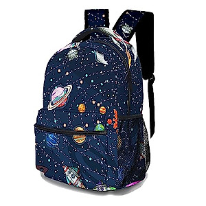 17 Inch Space Backpack, Cartoon Galaxy Daypack Stylish Laptop Bag, Cool Shoulders Backpack with Adjustable Shoulder Strap(Space & Galaxy)