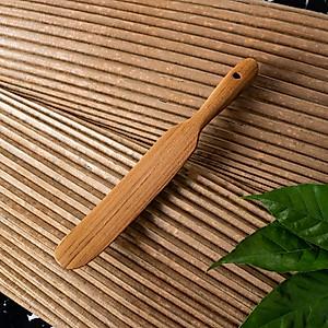 FAAY Skinny Spurtle for Sourdough Starter, Spreading, Cooking, Mixing, Reaching Bottom of Jar, Kitchen Utensils, 100% Healthy from High Moist Resistance Teak for Non Stick Cookware and Instant Pot