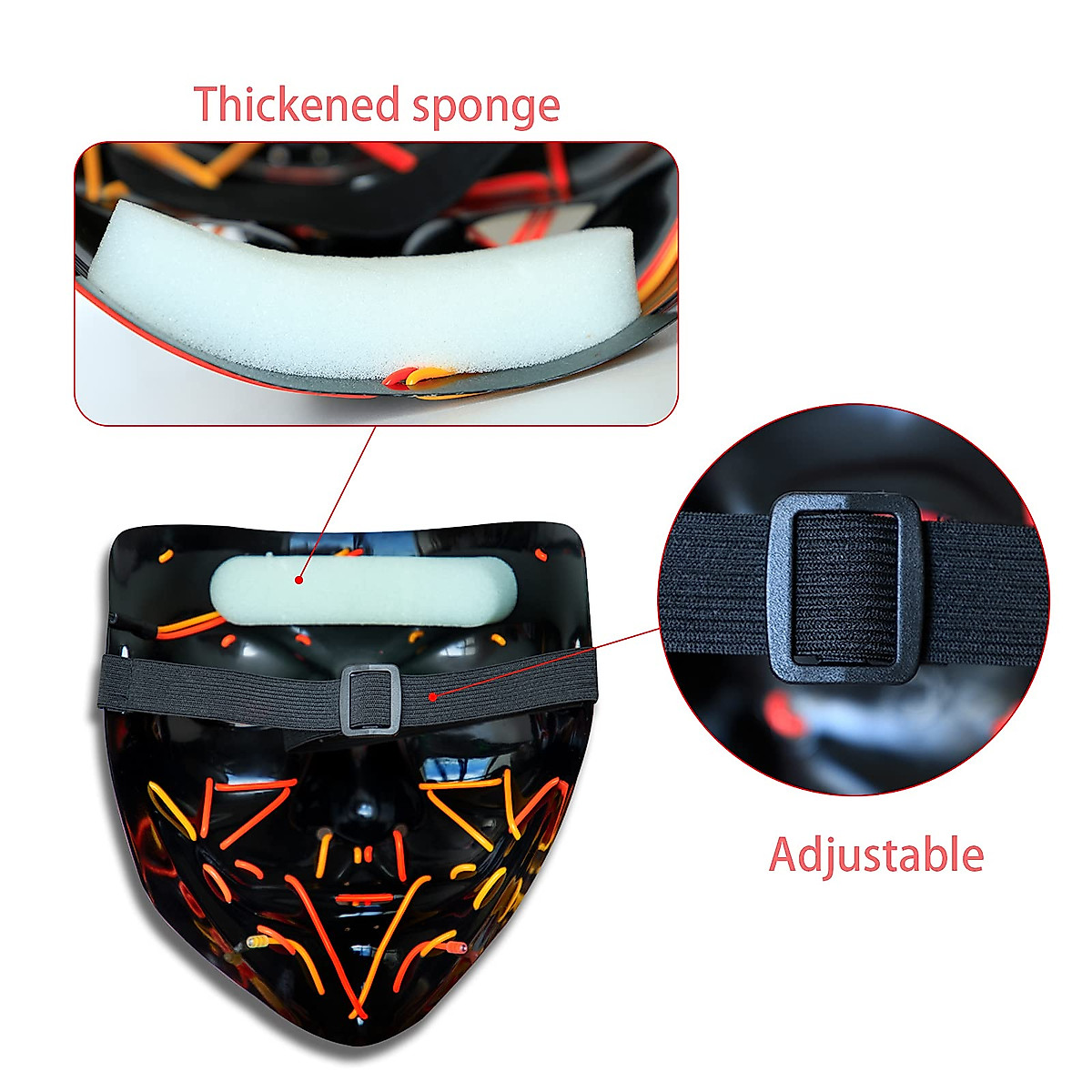 Poptrend Halloween Mask LED Light up Mask Scary mask for Festival Cosplay Halloween Costume Masquerade Parties,Carnival,Gift (Pink+ice Blue)