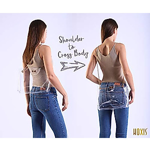 Multifunction Clear Chain Tote with Turn Lock Womens Shoulder Handbag (Clear)