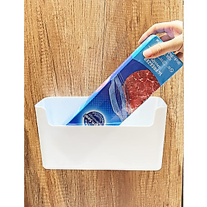 FavoThings 2 Pack Cabinet Door Organizer Adhesive Mount Kitchen Wrap Organizer Container Plastic Storage Shelf Versatile for Kitchen, Bathroom, Office, Bedroom, Garage, Craft Room, White