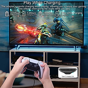 arVin PS5 Controller Bluetooth Adapter for PS5 Accessories, BT 5.1 Wireless Audio Transmitter for PS5 AirPods Sony Bose Earbuds Speakers, Low Latency, One Key Mute, Volume Adjustment, Plug & Play