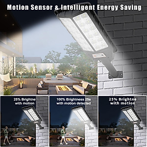 TEXTHELL 60W LED Solar Street Light Motion Sensor 9000LM, Dusk to Dawn Solar Flood Lights Outdoor, IP65 Waterproof Solar Security Lights, Solar Lights for Outside Garden Yard Path